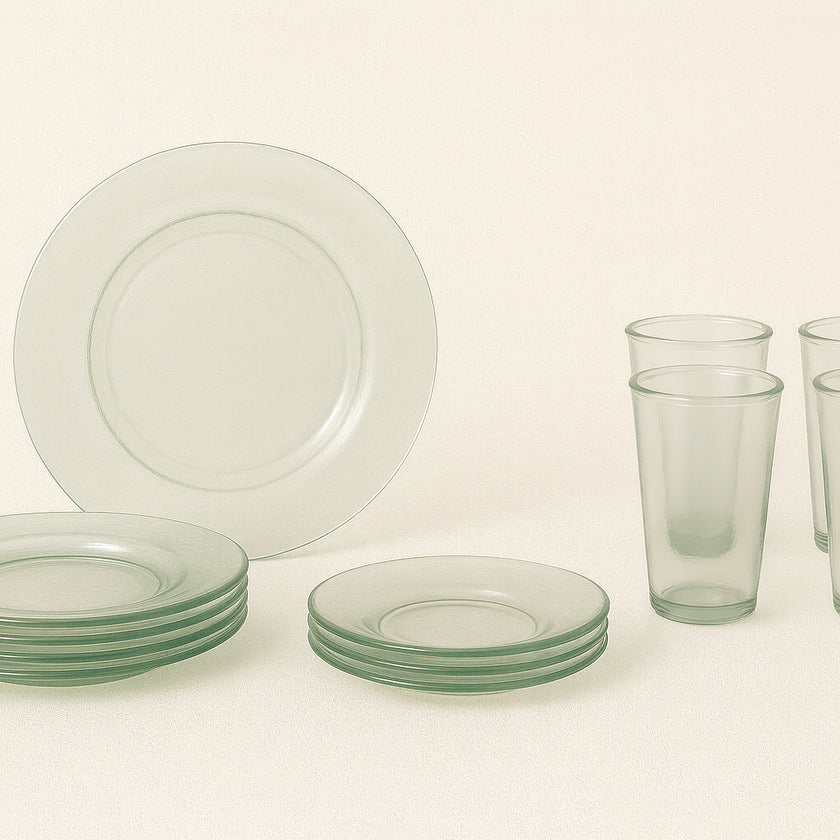 French Home Recycled Glass Urban 12-Piece Dinner & Drinkware Set ...