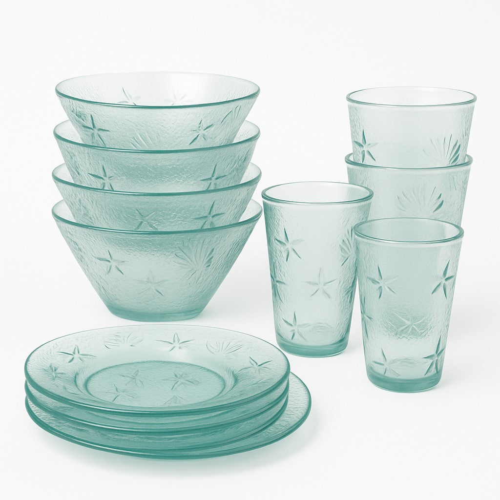 French Home Recycled Glass 12-Piece Coastal Soup and Salad Set – frenchhome