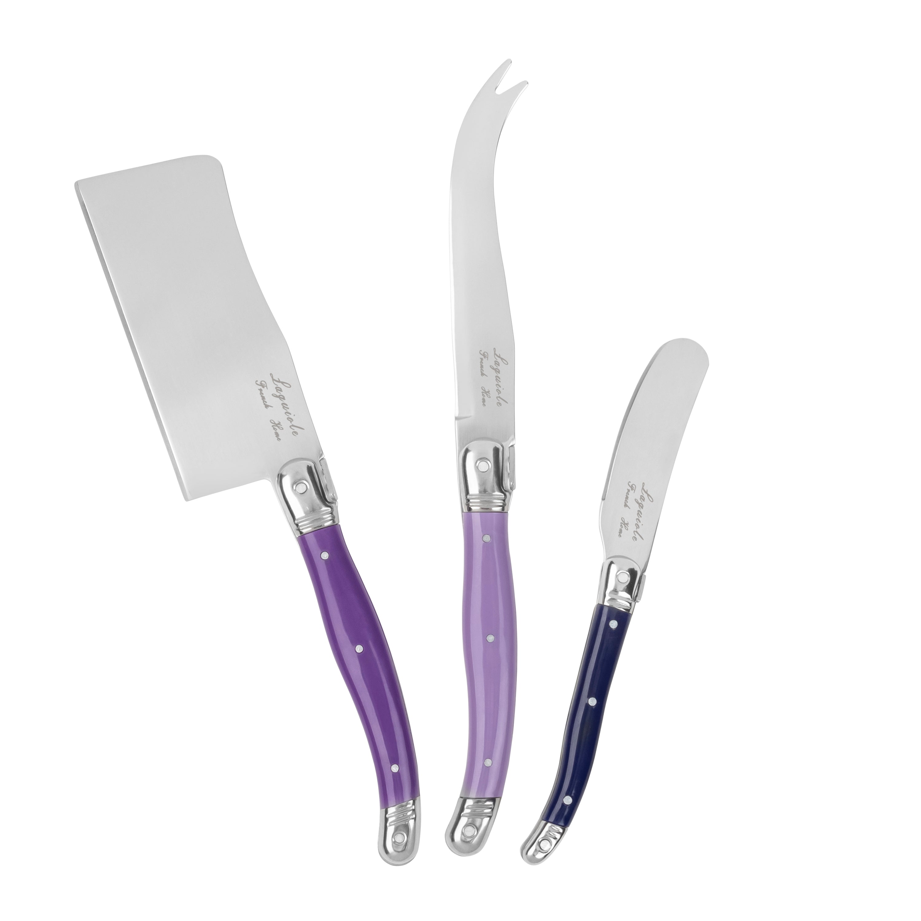 French Home Laguiole Set of 3 Cheese Knives - Plum Rose