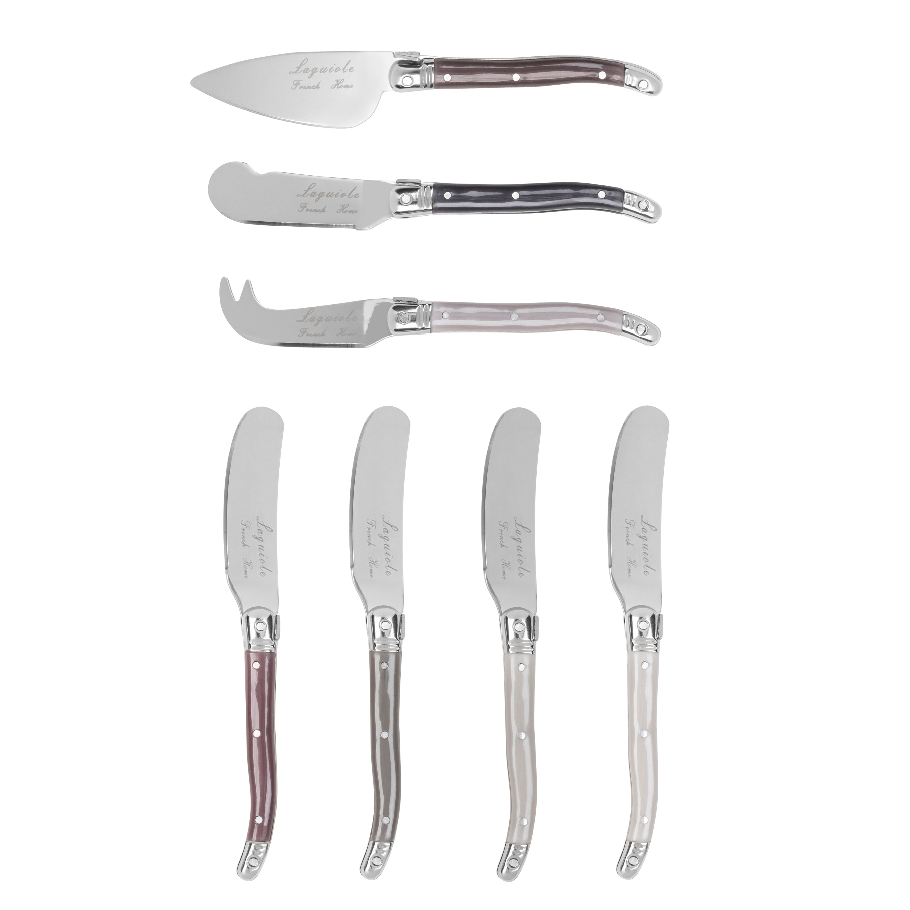 French Home 7-Piece Laguiole Cheese Knives and Spreaders - Warm Spice ...