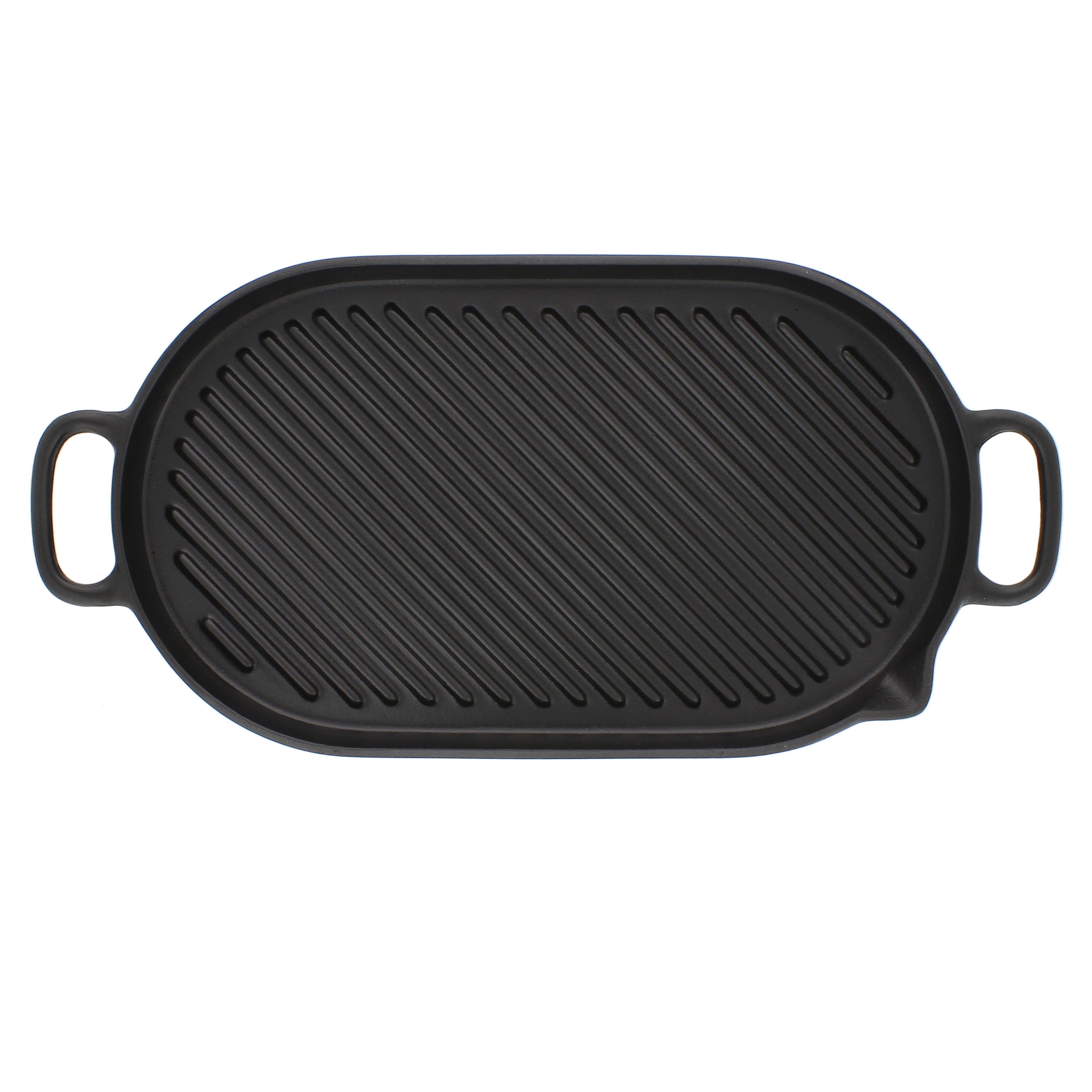 Chasseur French Large Oval Cast Iron Grill Pan, 18-inch, Black – frenchhome